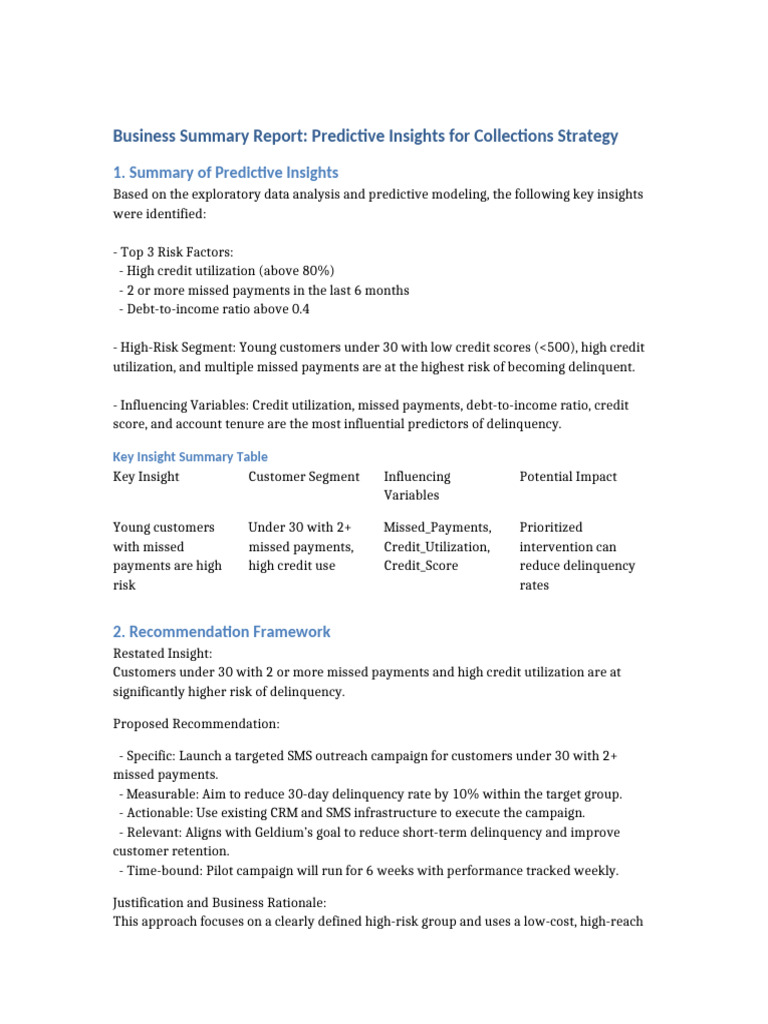 Credit Delinquency Report | PDF