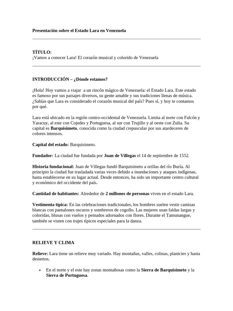 Descubriendo el Estado Lara, Venezuela | PDF | Duna | Desierto