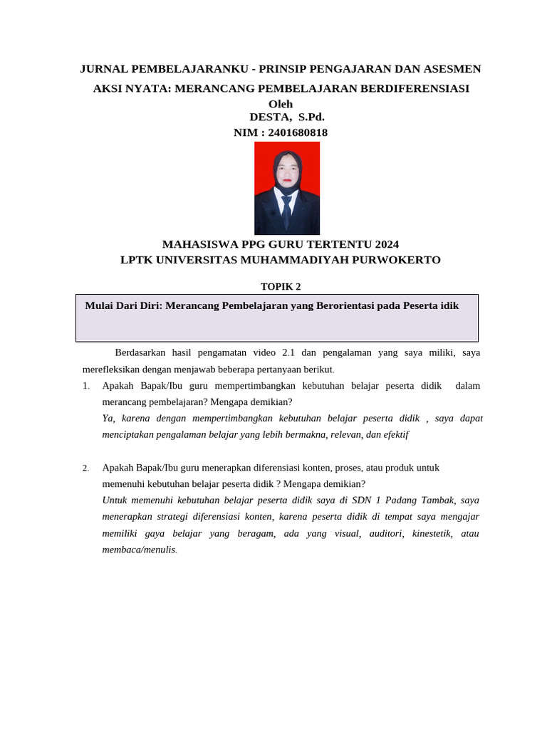 Modul 1 Topik 2 (Modul PPA Umum) - Diferensiasi | PDF
