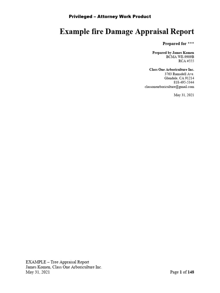 Example Fire Damage Appraisal Report 9-12-22 | PDF | Depreciation ...
