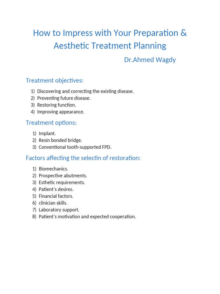 How To Impress With Your Preparation Aesthetic Treatment Planning | PDF ...