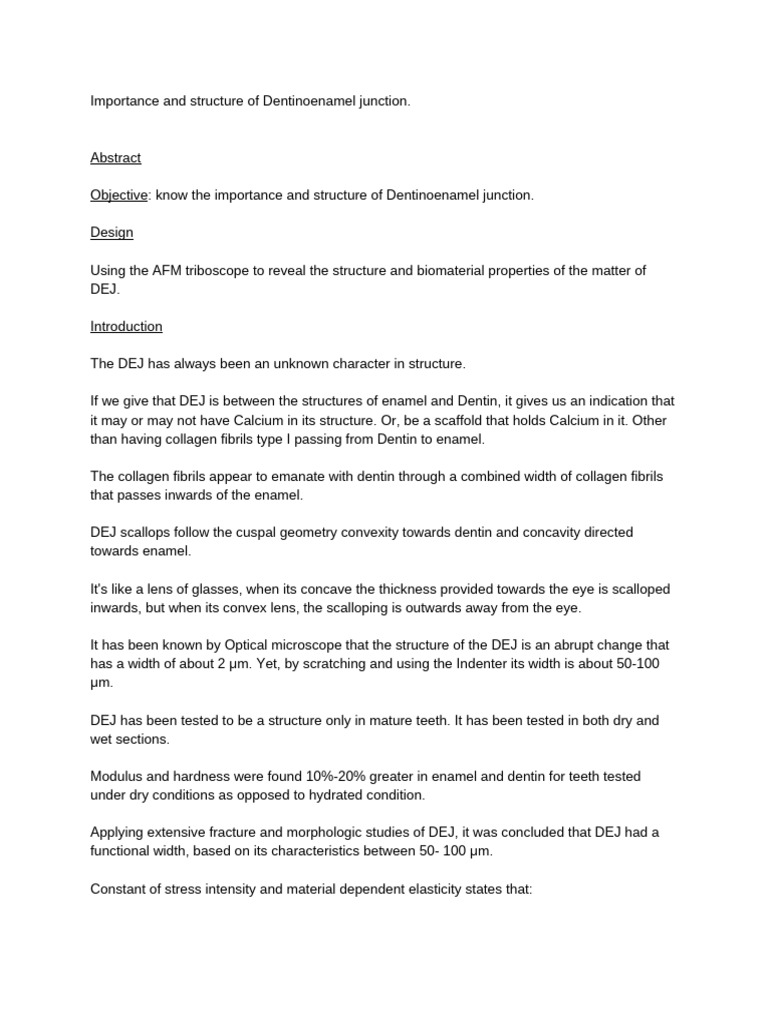 Paper About DEJ | PDF | Tooth Enamel | Dentin