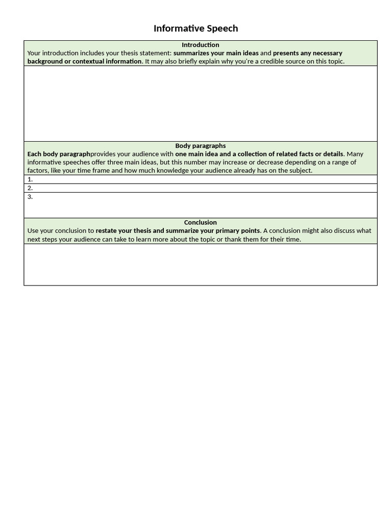 Informative Speech - Template | PDF