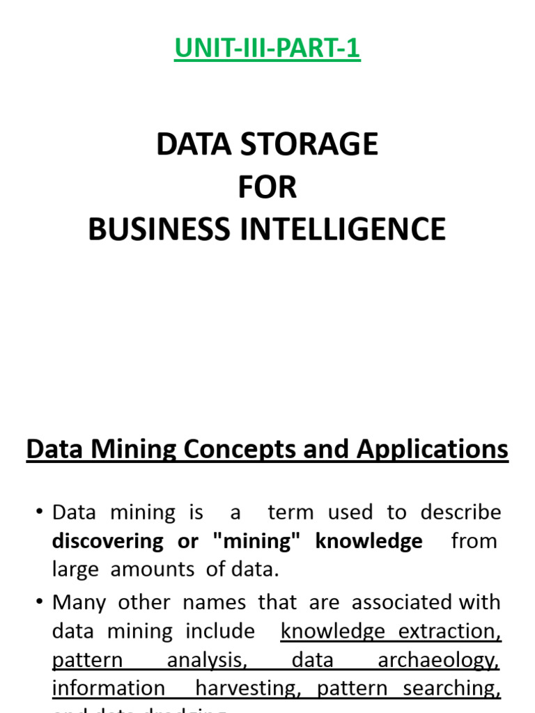 BI Unit 3 Part 1 | PDF | Cluster Analysis | Data Mining
