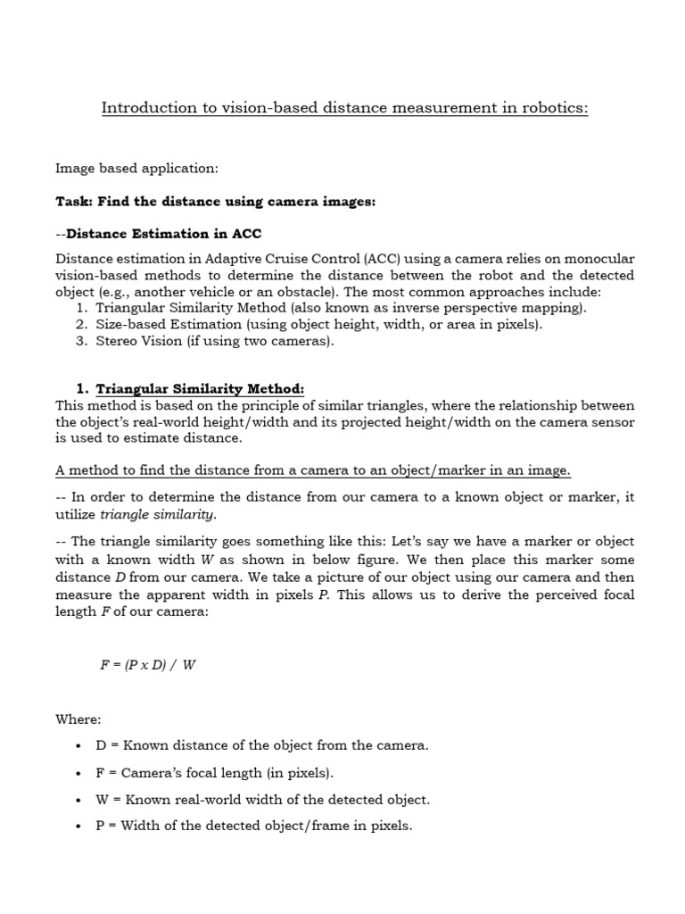 Vision based distance measurement | PDF | Pixel | Length