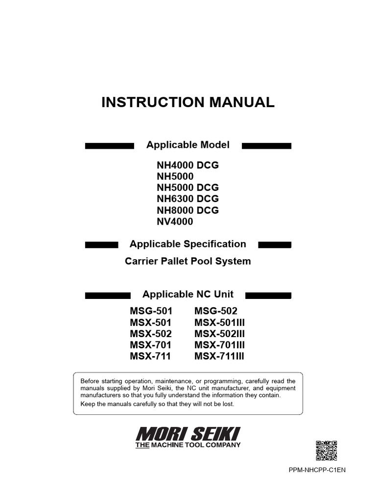 Morii-Seiiki NH4000 DCG INSTRUCTION MANUAL | PDF | Machining