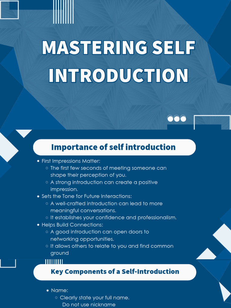 MAstering Self Introduction | PDF | Learning | Communication