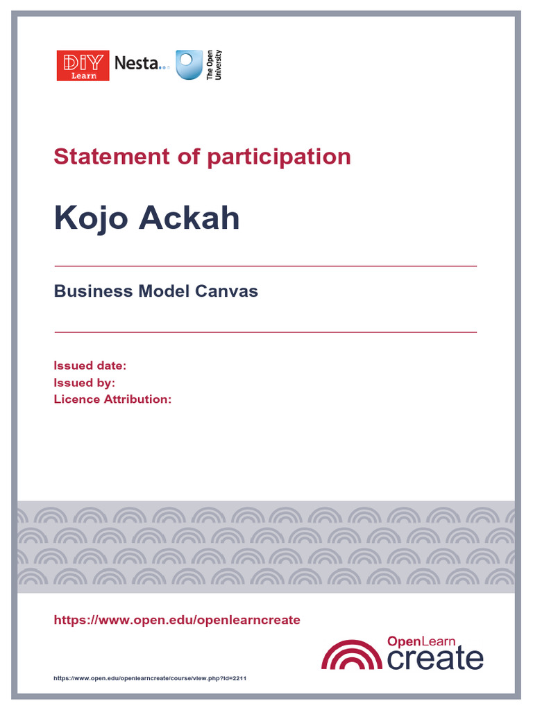 DIY Learn Business Model Canvas - Statement | PDF | Educational Technology | Learning