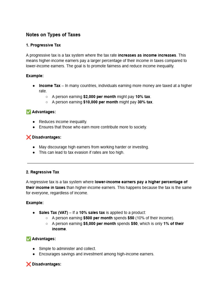 Understanding Tax Types: Progressive, Regressive, Proportional | PDF
