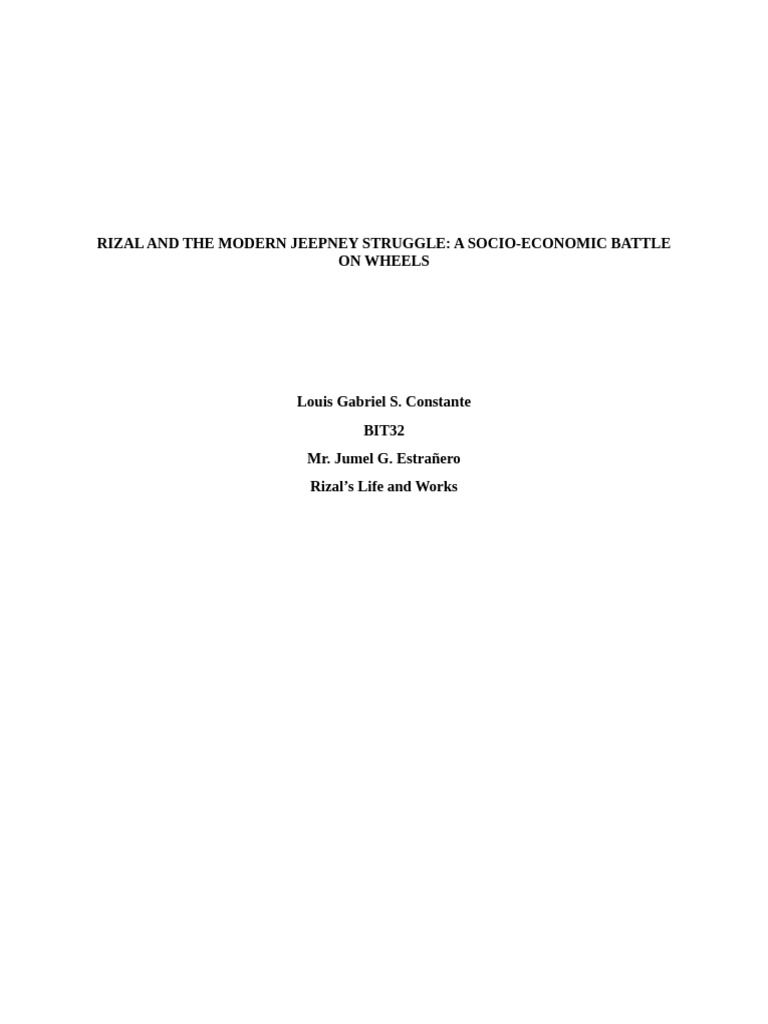 Rizal's Legacy in Jeepney Modernization | PDF | Economics | Economies
