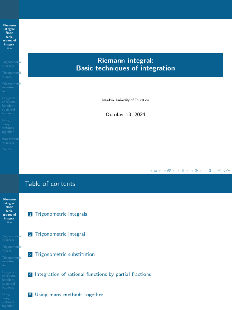 I.3_Basis Techniques of Computing Integral | PDF | Integral | Trigonometric Functions