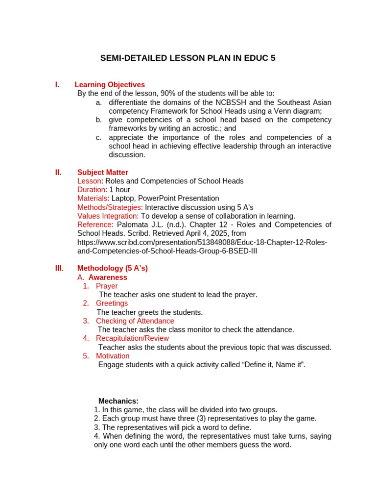 EDUC 5 - CHAPTER 12 - Lesson Plan | PDF | Teachers | Learning