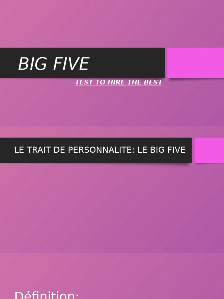 BIG FIVE | PDF | Introversion et extraversion | Sciences comportementales