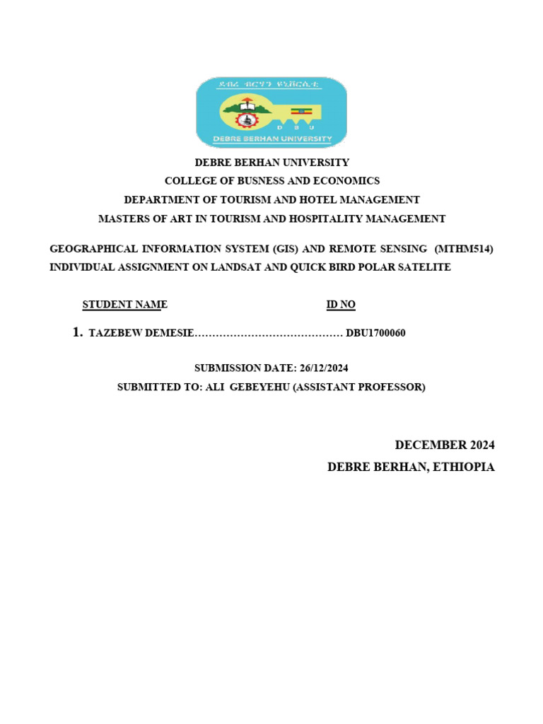 GIS &remote Sensing Assignment | PDF | Satellite Imagery | Image Resolution