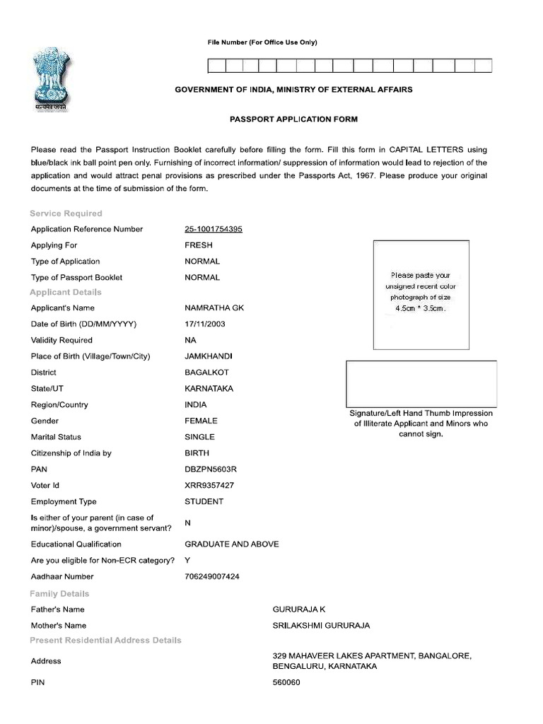 Passport Application Form | PDF