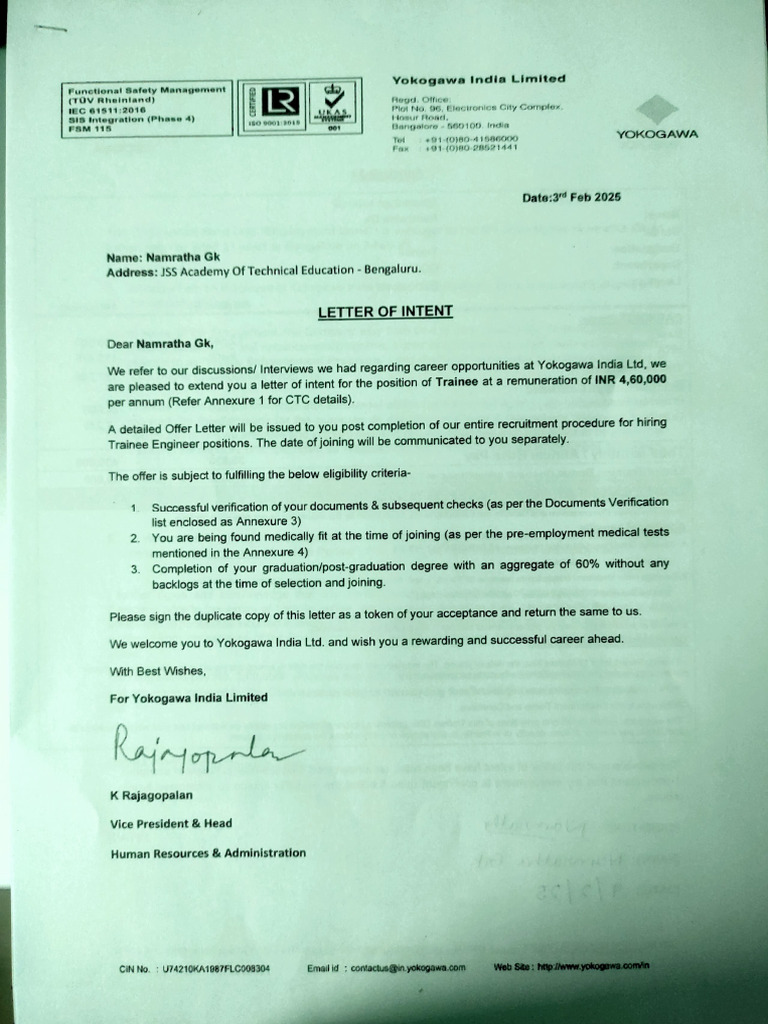 Signed LOI | PDF | Insurance | Employment