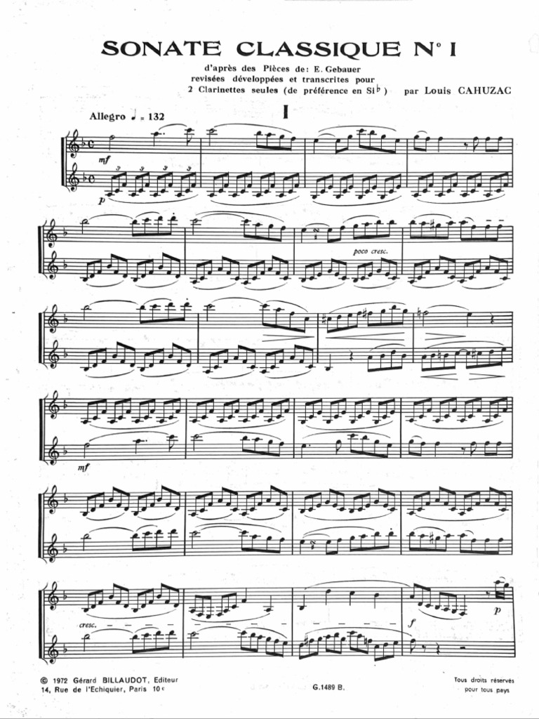 Louis Cahuzac - Sonate Classique No 1 | PDF