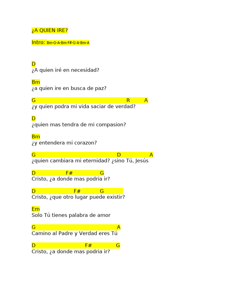 Letra de "¿A quién iré?" | PDF