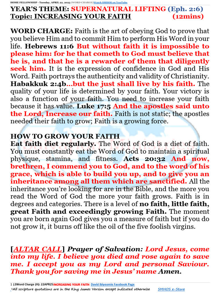 Increasing Your Faith: Word Charge | PDF | Eucharist | Faith