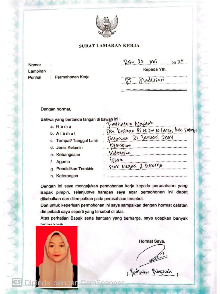 Lamaran Kerja Nafis_compressed | PDF