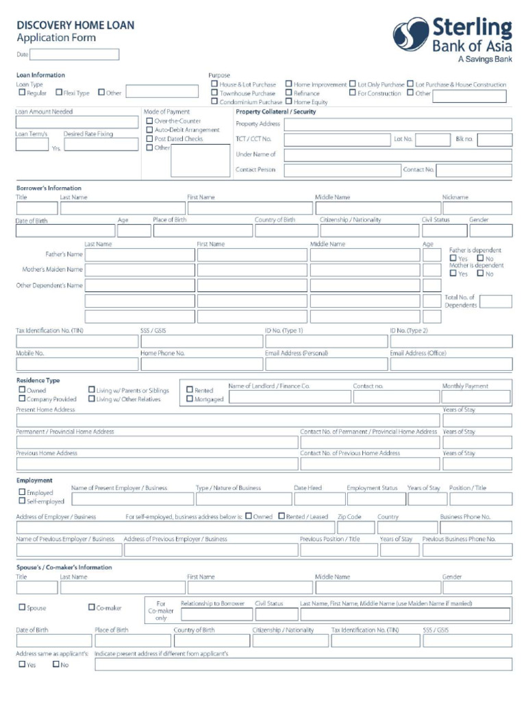 Sterling Bank - Home Loan - App Form | PDF