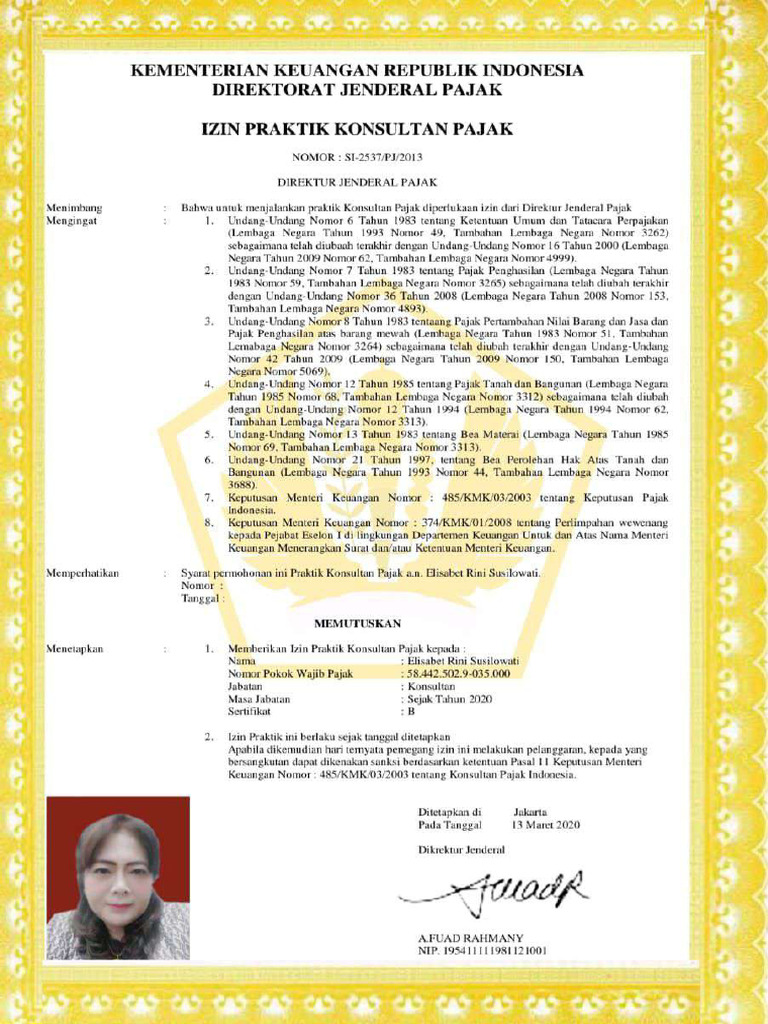 Izin Praktik Konsultan Pajak | PDF