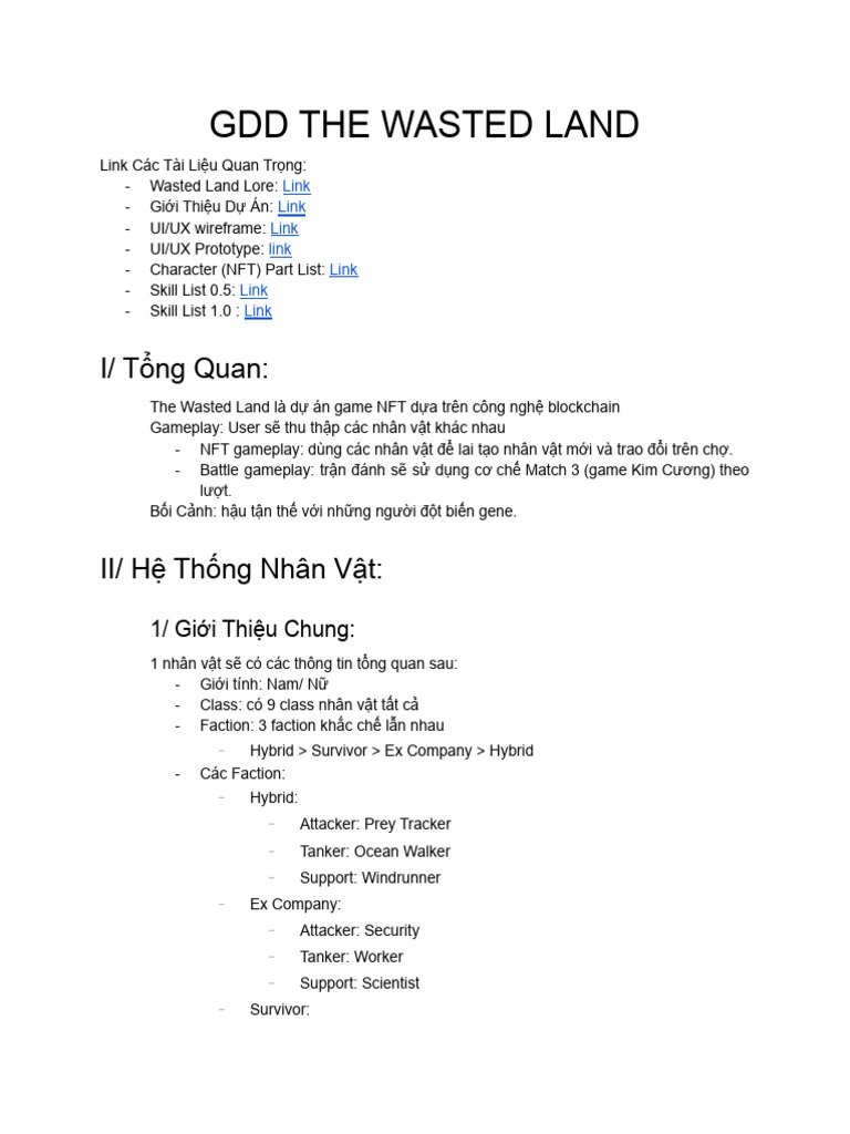 GDD - The Wasted Land | PDF