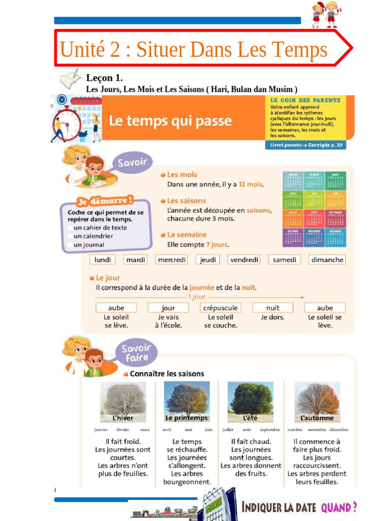 Jours, Mois et Heures en Français | PDF