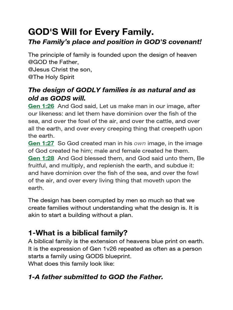 GOD's Will For Every Family. | PDF | Thou | Ten Commandments