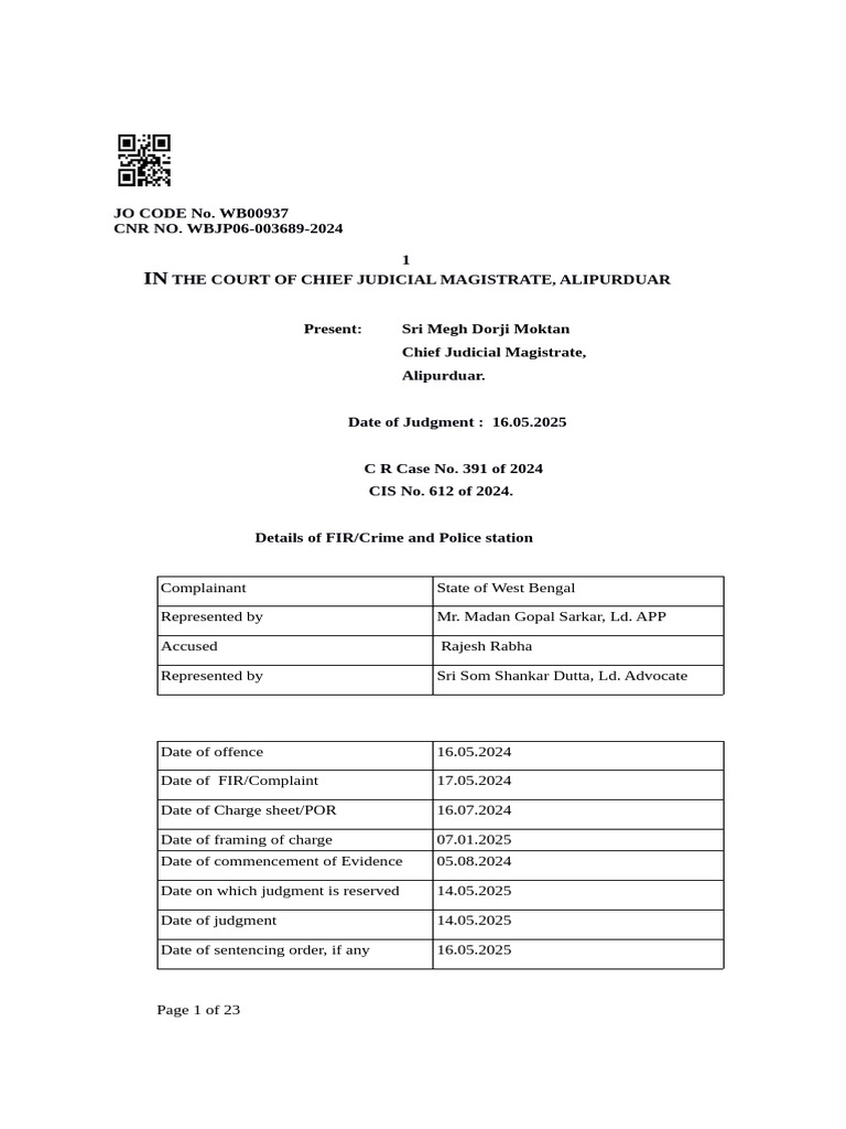 Rajesh Rabha Convicted Judgement | PDF | Arrest | Public Law