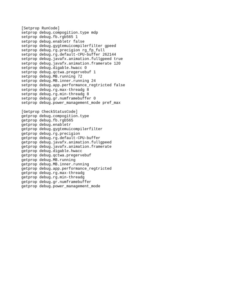 (X18) Code Setprop Performance CPU GPU Android | PDF