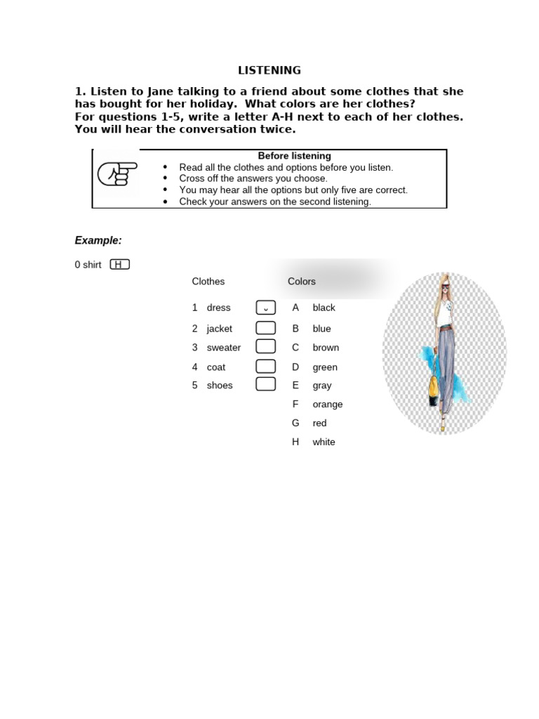 Listening-Reading Activity | PDF | Clothing | Fashion
