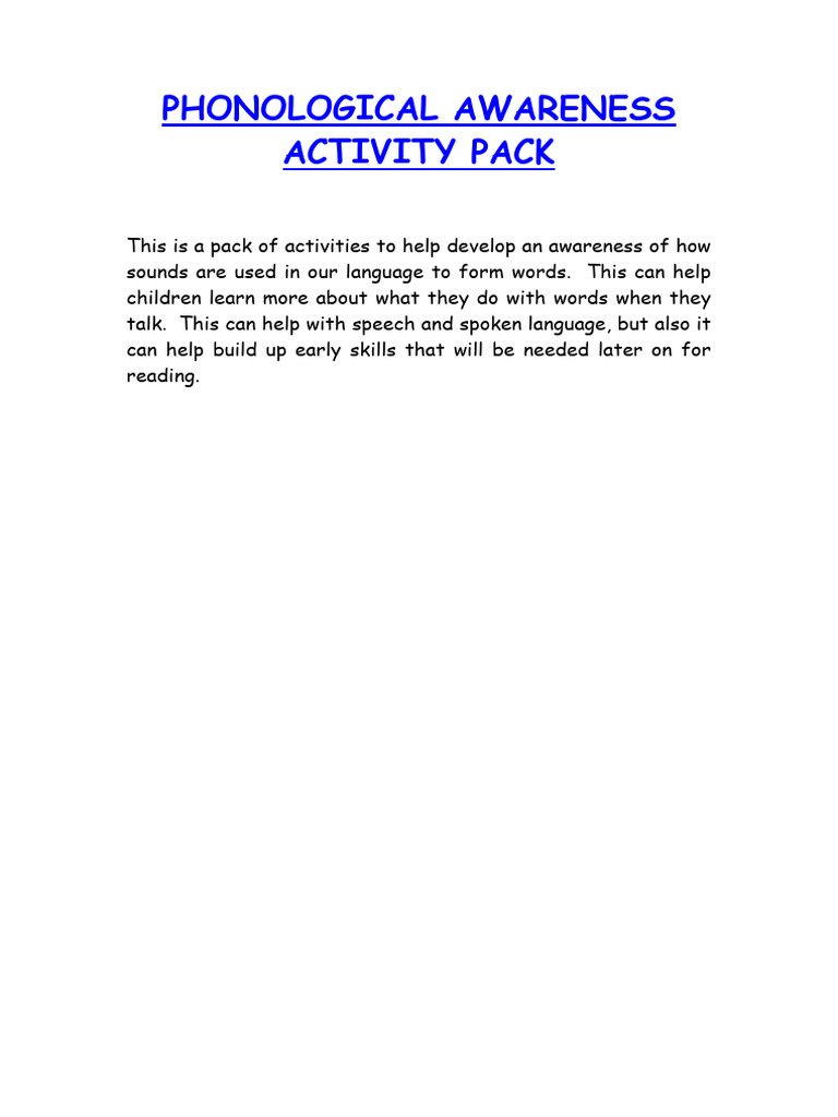 Phonological Sound Awareness Advice | PDF