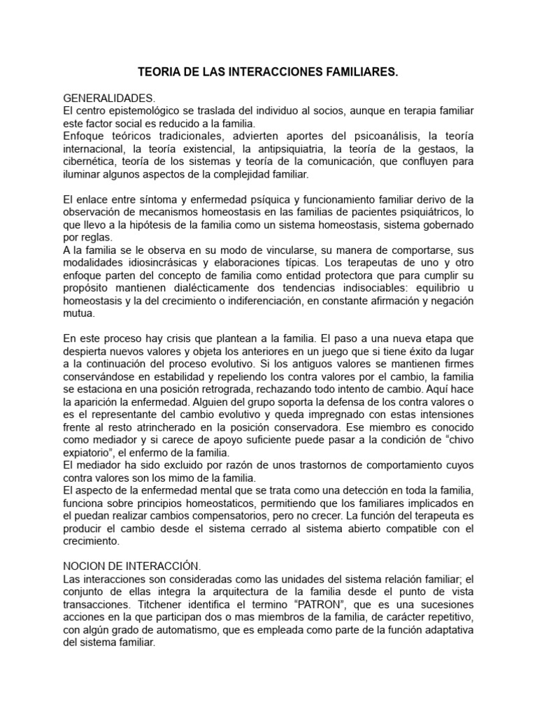 Articulo. Teoria de Las Interacciones Familiares | PDF | Trastorno ...