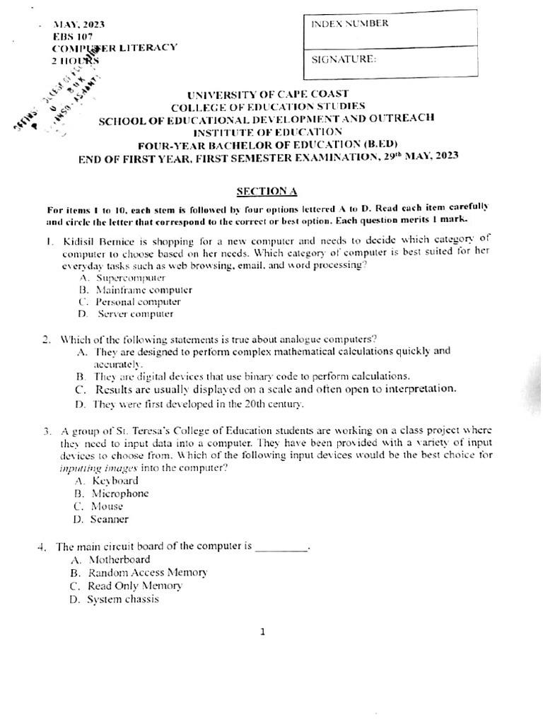 Ebs 107 - Computer Literacy | PDF