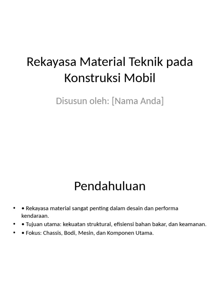 Material dan Desain Chassis Mobil | PDF