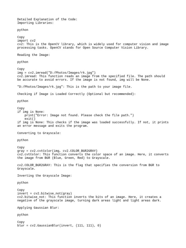 Detailed Explanation of The Code | PDF | Image Processing | Computer Programming