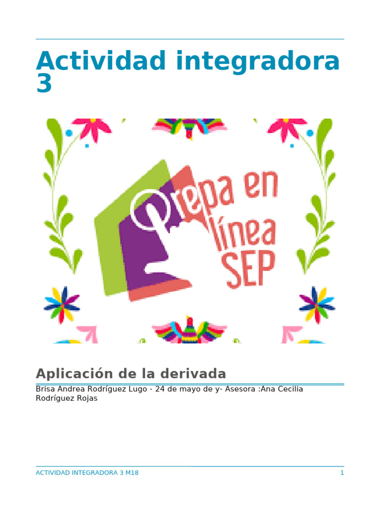 Actividad Integradora 3 M18 | PDF | Velocidad | Derivado