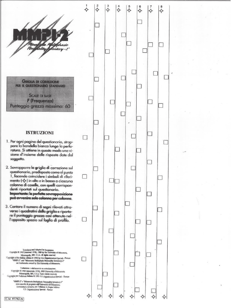 MMPI-2 Lucidi Scoring Manuale Scale Base | PDF