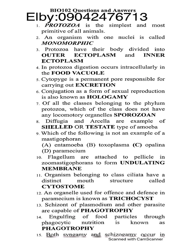 New Bio 102 Past Questions | PDF