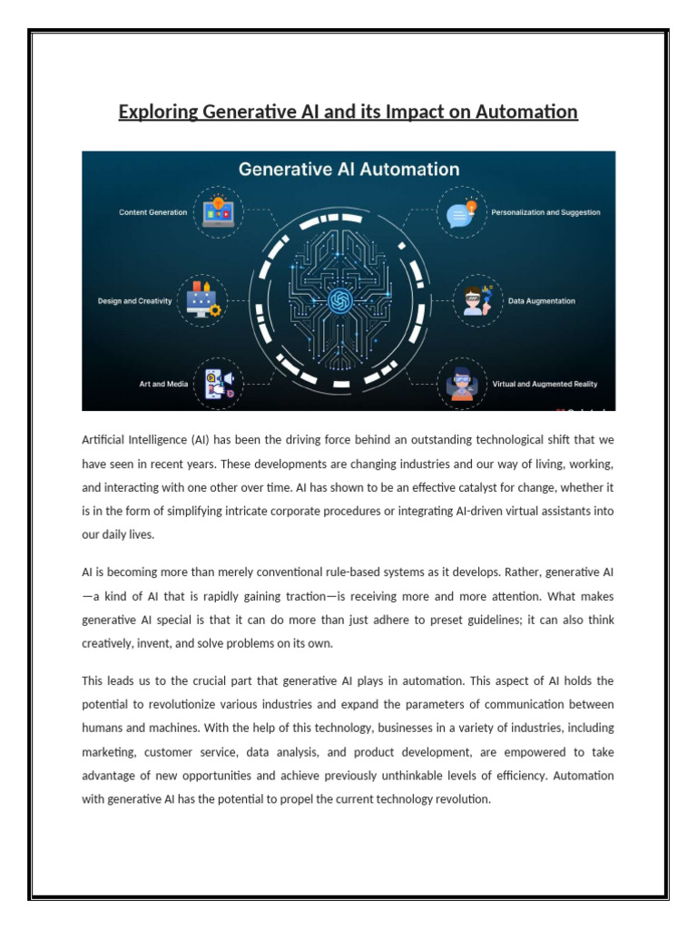 Generative AI and Its Impact On Automation | PDF | Artificial Intelligence | Intelligence (AI ...