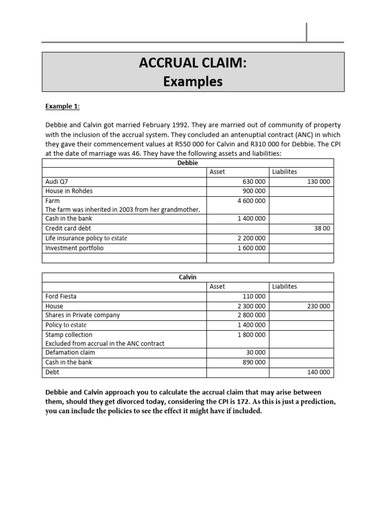 Accrual Claim Calculation Examples | PDF | Money | Financial Services
