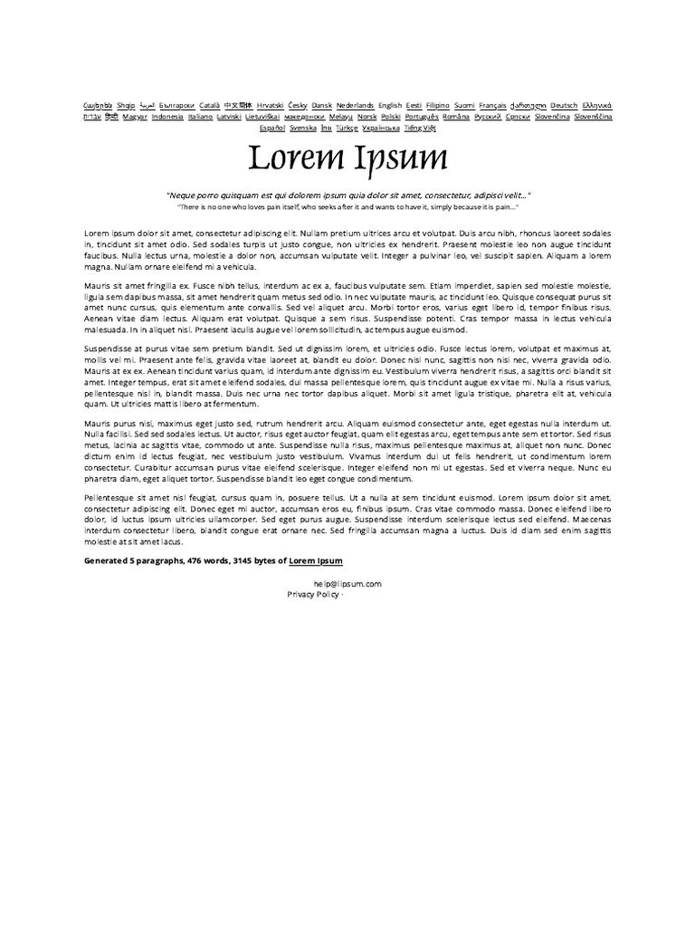 Generated 5 Paragraphs, 476 Words, 3145 Bytes of Lorem Ipsum | PDF