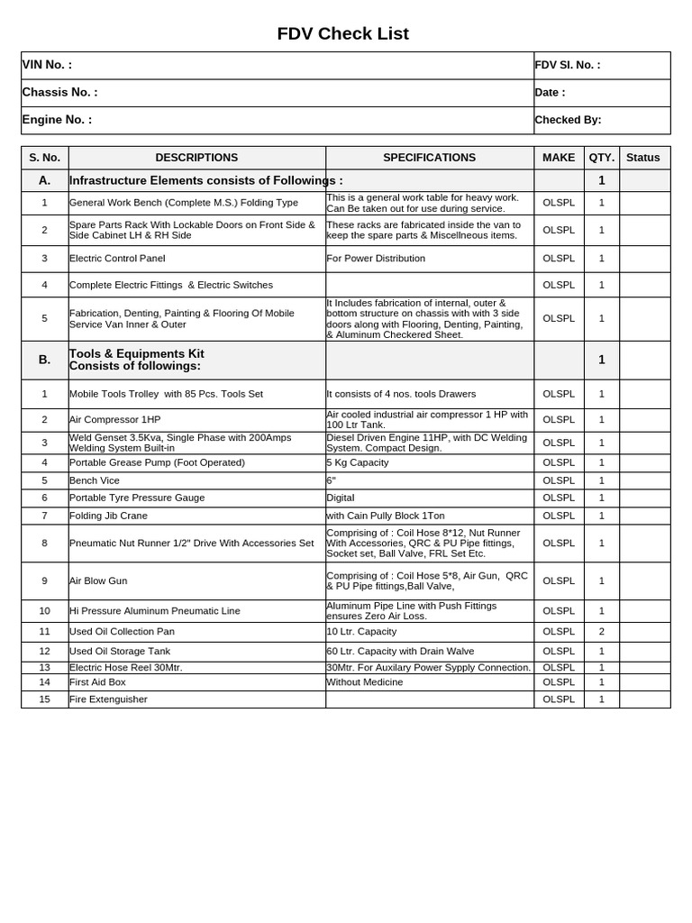 Check List for FDV on Toyota Hilux - Gargya Toyota Guwahati 20 Units - 22-05-2025 | PDF ...