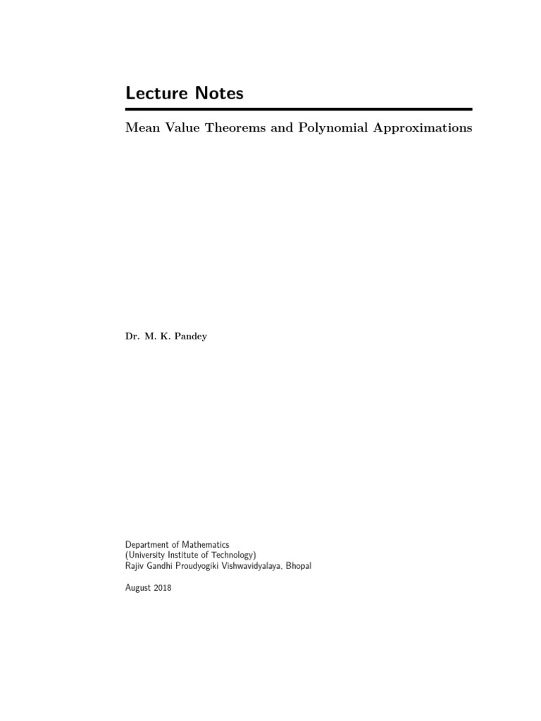 Mean Value Theorems and Polynomial Approximations | PDF | Function (Mathematics) | Tangent