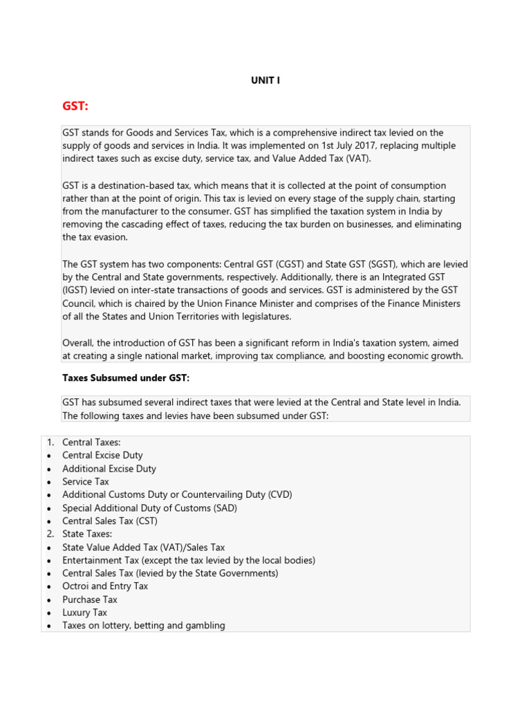 GST Notes | PDF | Taxes | Invoice