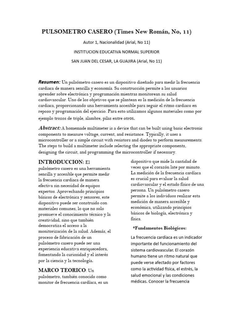 PULSOMETRO CASERO Marr | PDF | Cable