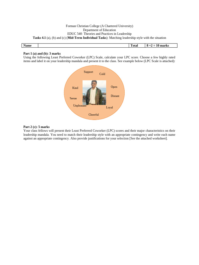 Task 4.1 A - B - C Selecting Appropriate Leader | PDF | Psychology | Social Psychology