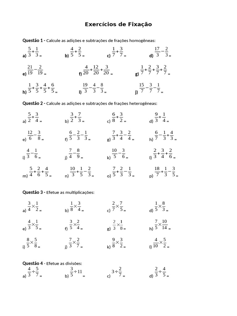 Operações Com Frações | PDF | Matemática