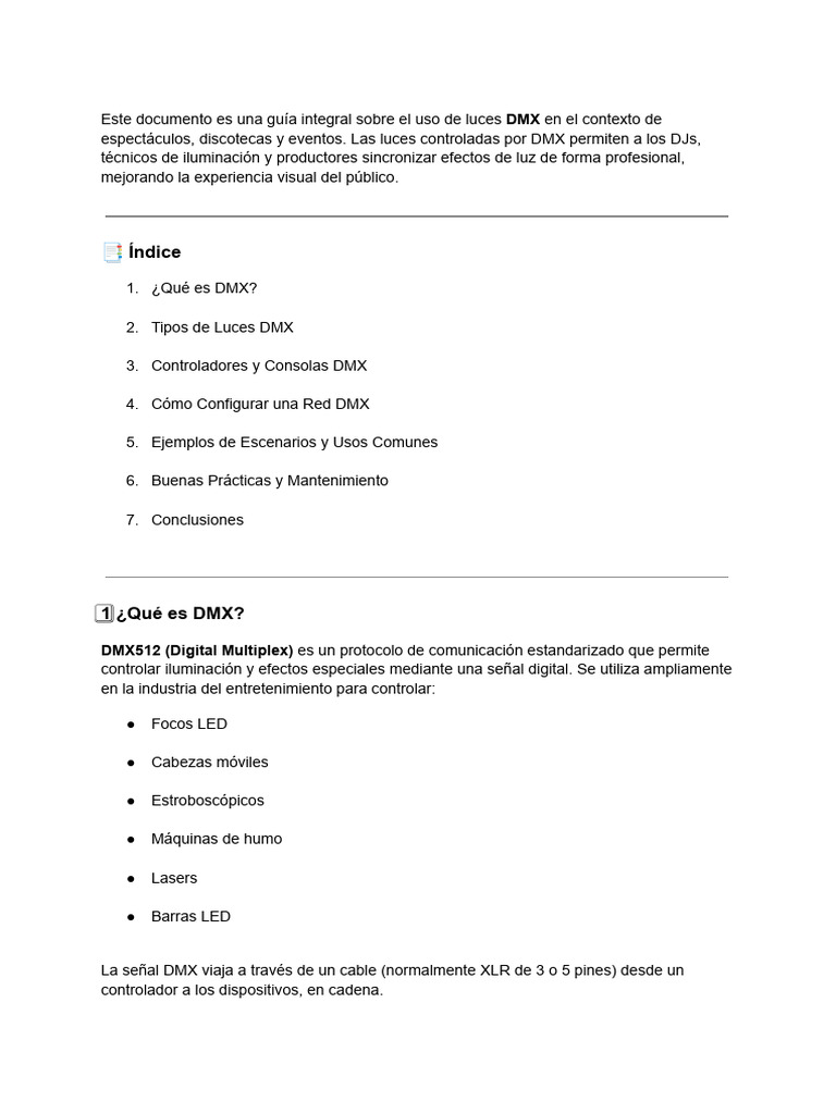 Luces DMX - Guía Completa para DJs y Escenarios | PDF | Telecomunicaciones | Ingenieria Eléctrica